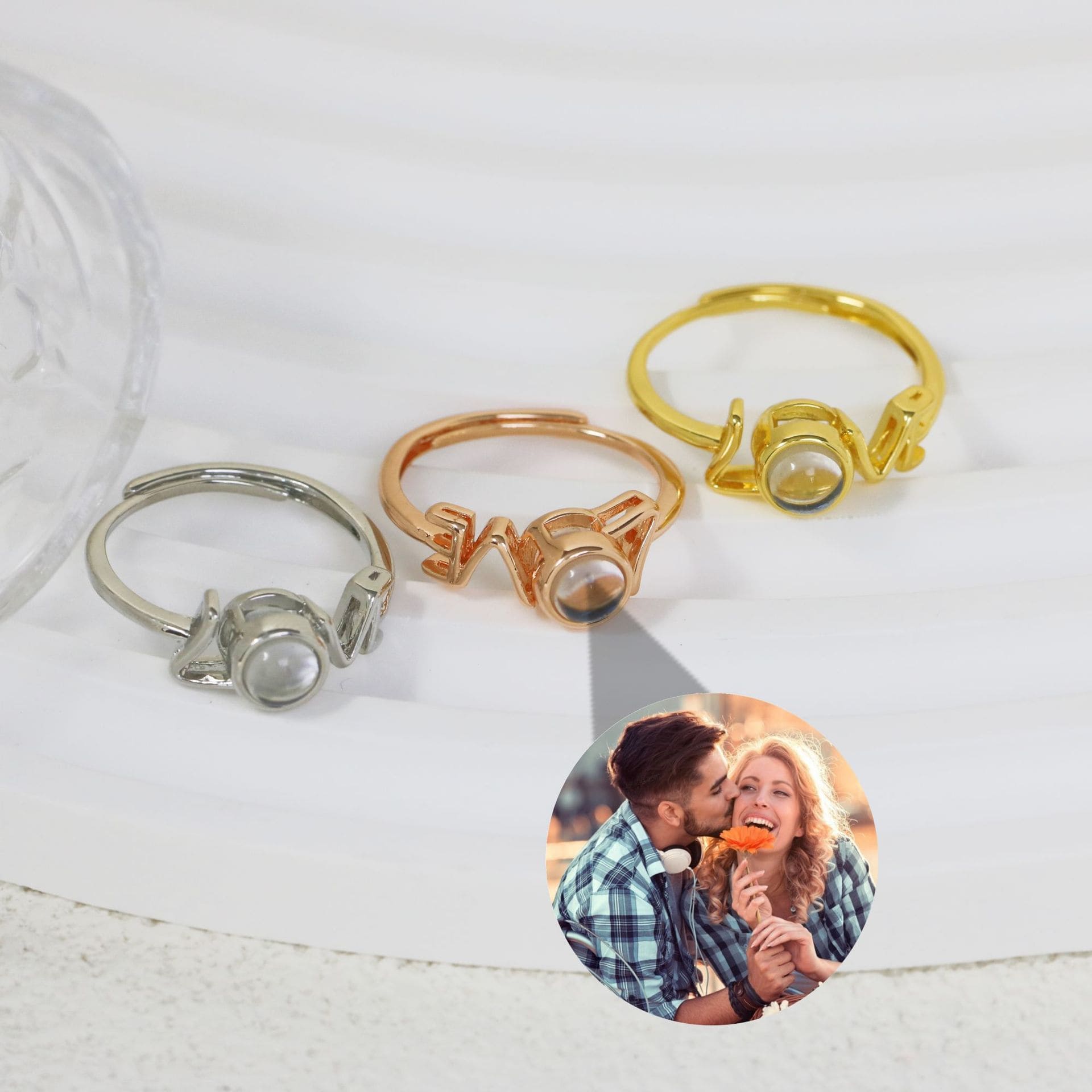 Personalised Love Projection Ring with Photo – Jewellery Gift for Her